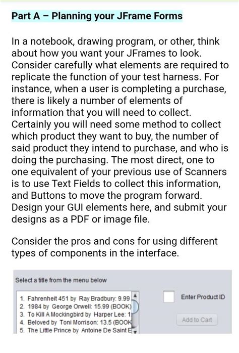 Solved Part A Planning Your Jframe Forms In A Notebook Chegg