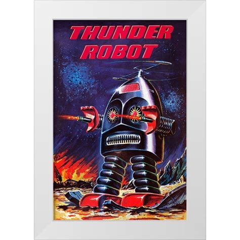 Retrobot 11x14 White Modern Wood Framed Museum Art Print Titled Thunder Robot
