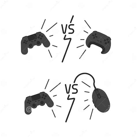Console Video Game Gamepad Versus Computer Mouse Or Other Controller Stock Illustration