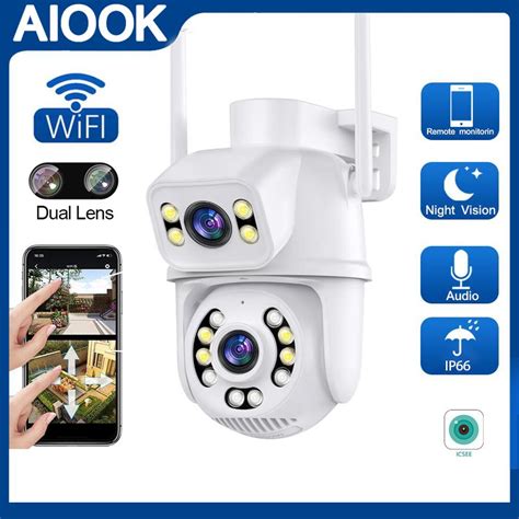 AIOOK Камера видеонаблюдения Icsee с двумя объективами, Wi-Fi ...