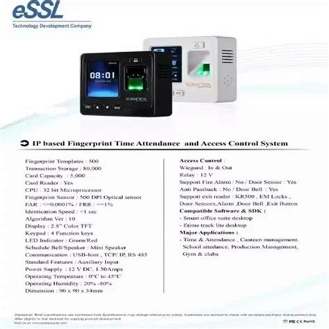ESSL SF100 Biometric Attendance System At 12000 Piece ESSL Biometric System In Bengaluru
