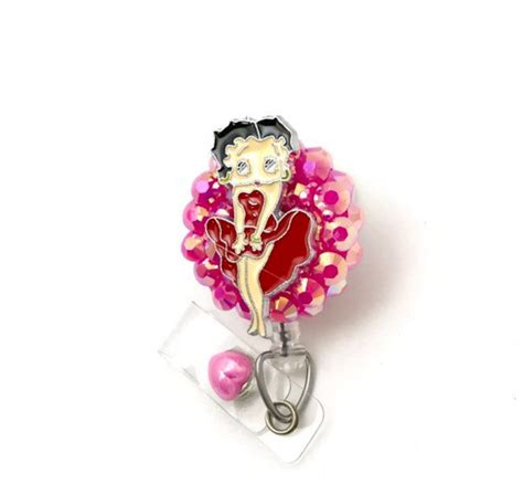 Betty Boop Badge Reelnurse Badgerose Pink Jelly Rhinestone Badge