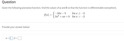 Solved Given The Following Piecewise Function Find The Chegg