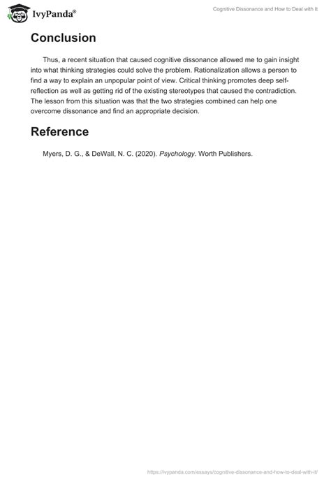 Cognitive Dissonance And How To Deal With It 361 Words Essay Example