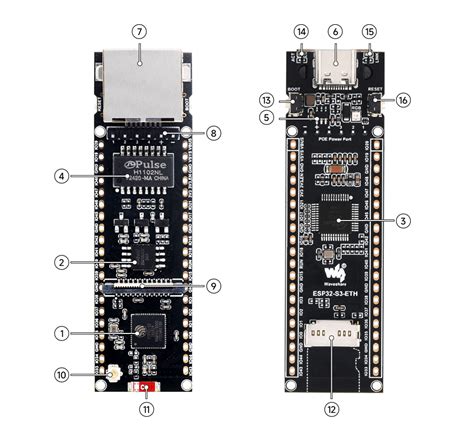 Esp32 S3以太网开发板 10100mbps支持poe双核240mhz支持wi Fi蓝牙 板载type C接口和micro Sd卡槽