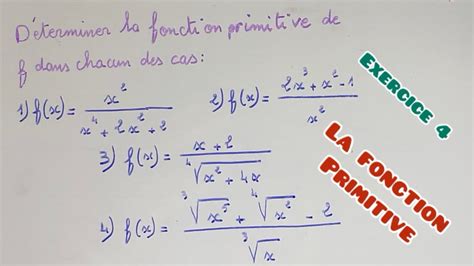 La Fonction Primitive Exercice4 Bac2025 Fonctionprimitive Youtube