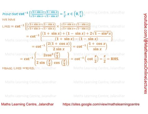 Class 12 Chapter 2 Inverse Trigonometric Functions Problems Based On