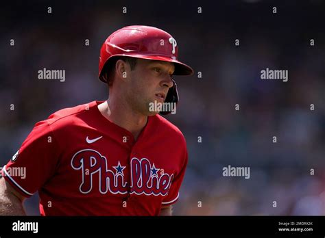 Philadelphia Phillies Rhys Hoskins Reacts After Hitting A Home Run