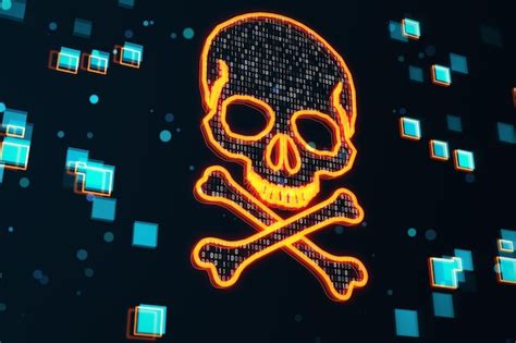 Premium Photo Orange Glowing Skull And Bones Digital Illustration