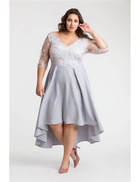 Modna sukienka asymetryczna Matlin Plus size duża suknia XXL Kolor Szary Rozmiar