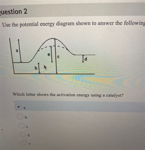 Solved Question 2 Use The Potential Energy Diagram Shown To