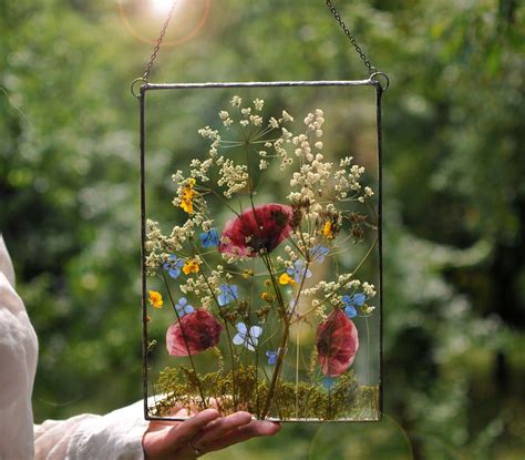Pressed Flowers Art Stained Glass Art Ideas Wall Art Ideas Etsy