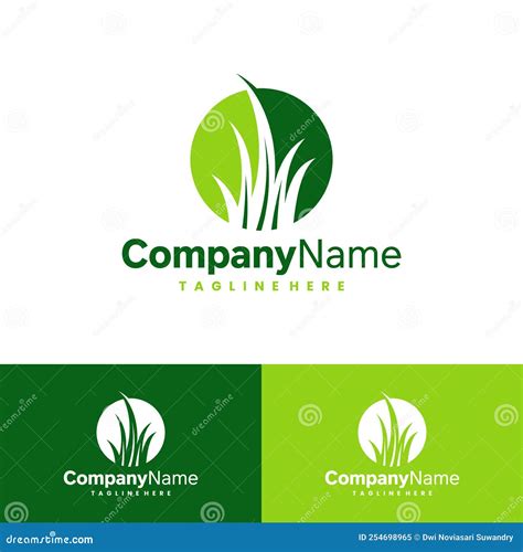 Natural Lush Grass Growth Logo Design Combination Concept Stock Vector Illustration Of Lawn