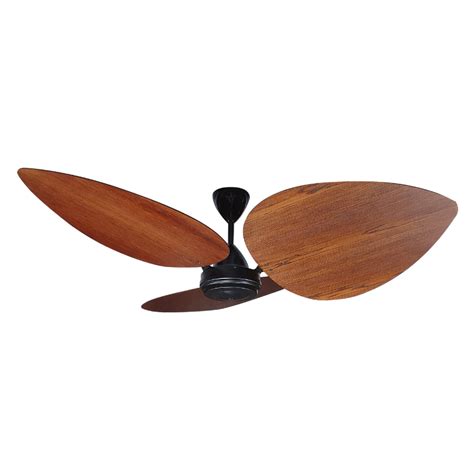 High Breeze 100 Motor Black 3 Blades Wood Palm Leaf Oval Exotic Dark Teak 1200mm Ceiling