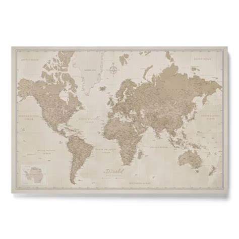 Push Pin Travel World Map Cream Free Set Of Pins