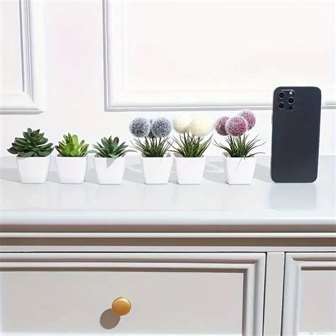 3 6pcs Mini Plant Potted Plants Artificial Flower Plants Small Potted