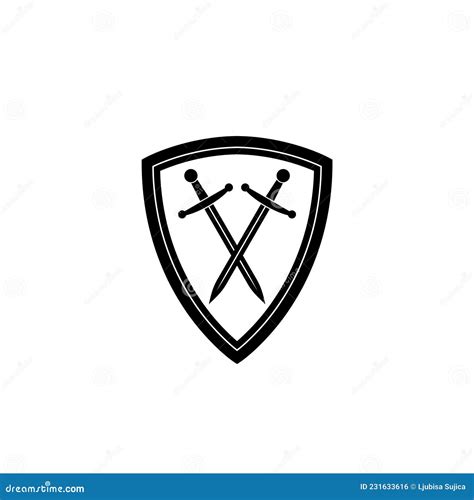 Icono De Escudo Y Espadas Cruzadas Aislado En Fondo Blanco Ilustración