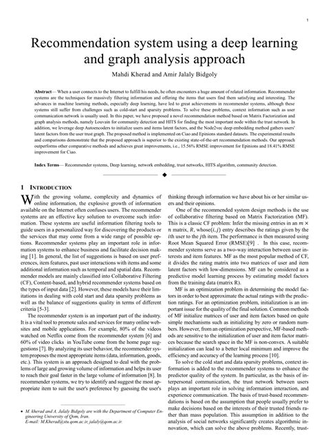 Pdf Recommendation System Using A Deep Learning And Graph Analysis