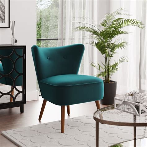 Dunelm Eliza Velvet Cocktail Chair Peacock Shopstyle Armchairs