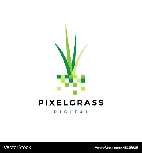 Pixel Grass Root Logo Icon Royalty Free Vector Image