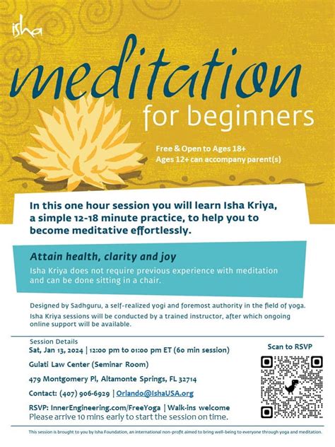 Jan 13 Meditation For Beginners Orlando Fl Patch