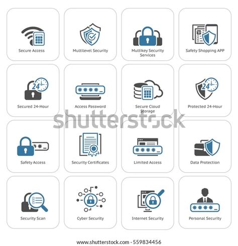 Flat Design Security Protection Icons Set Stock Illustration 559834456