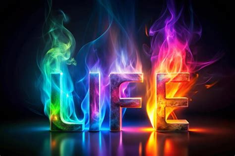 Colorful Text Life Premium Ai Generated Image