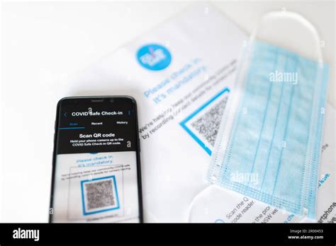 Qr Code Check In During 2021 Covid 19 Pandemic Stock Photo Alamy