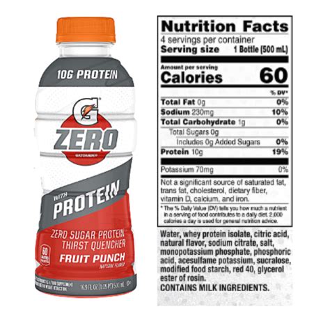 Gatorade Zero With Protein Zero Sugar Electrolytes Fruit Punch 16
