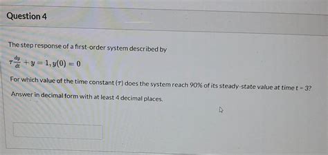 Solved Question The Step Response Of A First Order System Chegg