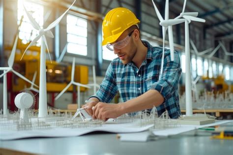 Premium Photo Design Engineer Building Models For Wind Turbine Prototypes