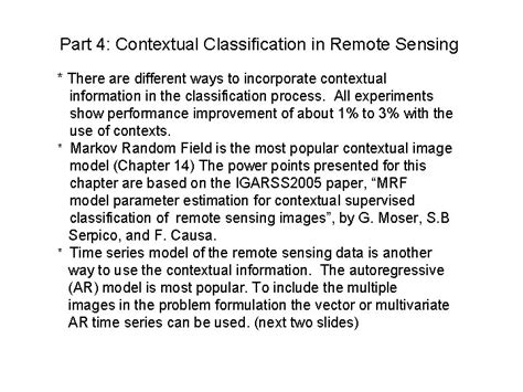 Part 4 Contextual Classification In Remote Sensing There