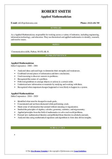 10 Applied Mathematician Resume Samples And Templates For 2025