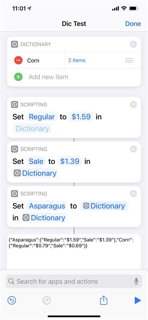Json Dictionary Action Examples Rshortcuts