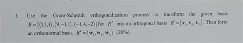 Solved Use The Gram Schmidt Orthogonalization Process To
