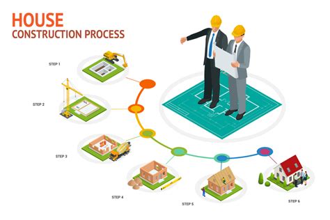House Construction Process Roof Installation Building A House Infographic