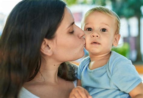 Mother And Son Kissing At Park Stock Image Image Of Street Hispanic 307015463
