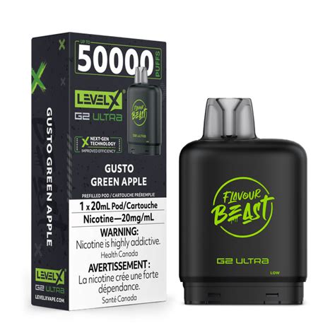 Level X G2 Ultra Gusto Green Apple Vape Pod 20ml Vapor Shoppe