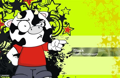 심 술 작은 암소 아이 만화 식 배경 감정에 대한 스톡 벡터 아트 및 기타 이미지 감정 귀여운 농장 Istock