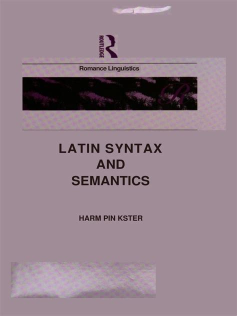 Latin Syntax And Semantics Harm Pin Kster Pdf