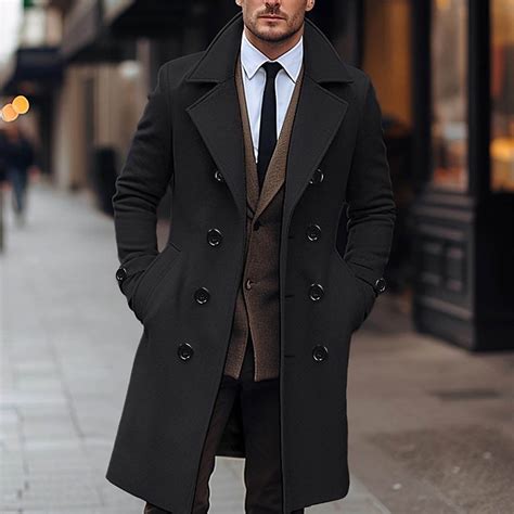 Leesechin Mens Big And Tall Casual Solid Color Buttons Pockets Long