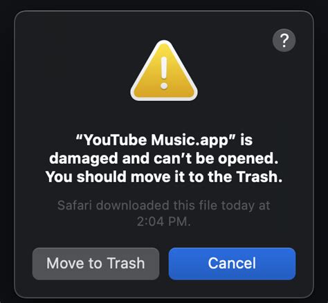 Macos Arm64 File Is Corrupted · Issue 1004 · Th Chyoutube Music · Github