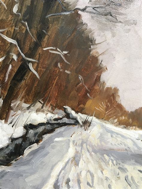 Painting ENG Snow Landscape Oil Painting Norfolk Oil Art Collectibles Etna Pe
