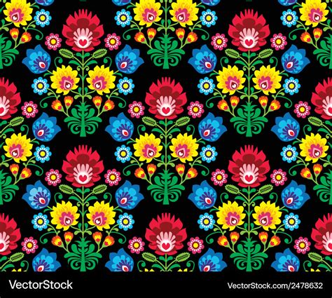 Seamless Polish Folk Art Floral Pattern Lowicz Vector Image
