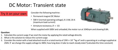 Solved Dc Motor Transient State Try It On Your Own Consider