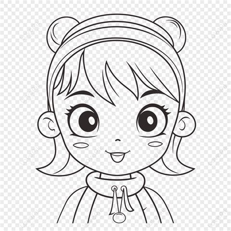 큰 귀와 큰 눈을 가진 귀여운 소녀 색칠 페이지 개요 스케치 드로잉 벡터선 그리기라인 아트 Png 일러스트 무료 다운로드 Lovepik
