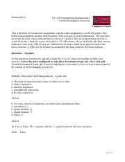 Homework3 V8 Homework 3 CS 110 Programming Fundamentals I Central Washington University