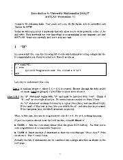 Matlab Assignment 6 Pdf Introduction To University Mathematics MATLAB