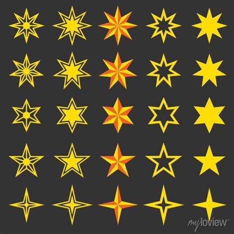 Star Icon Set Yellow And Black Posters For The Wall Posters Yellow