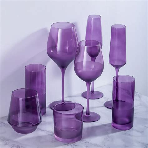 Customized Hand Blown Colored Stemmed Wine Glasses Long Stem Crystal